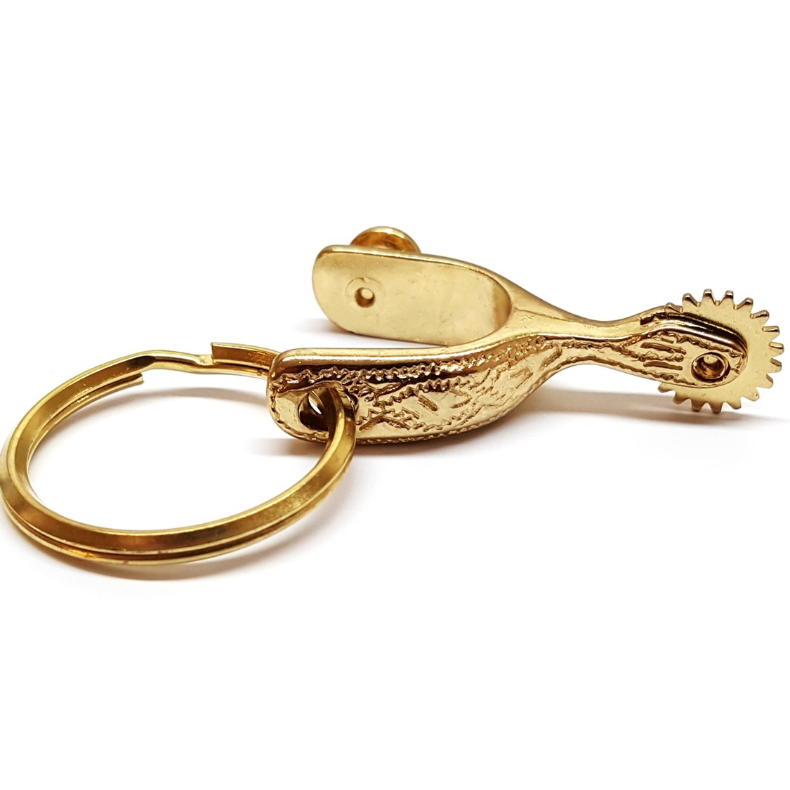 Brass Plated Engraved Spur Key-chain - Move-able Rowel ⋆ Hill Saddlery