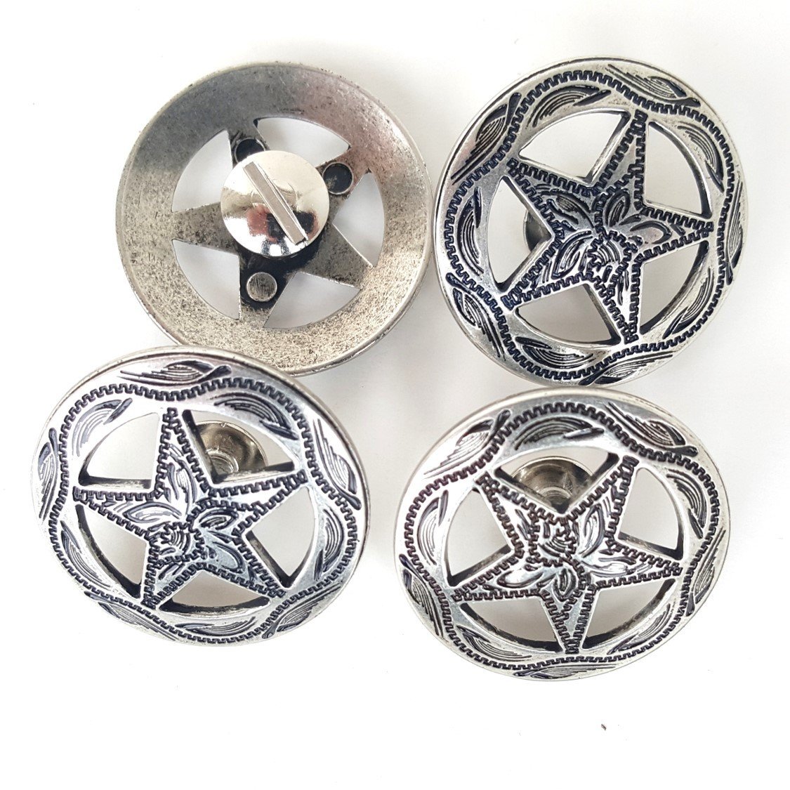 Western Star Conchos 4 Pack 1 1 4 Antique Silver Engraved With Chicago