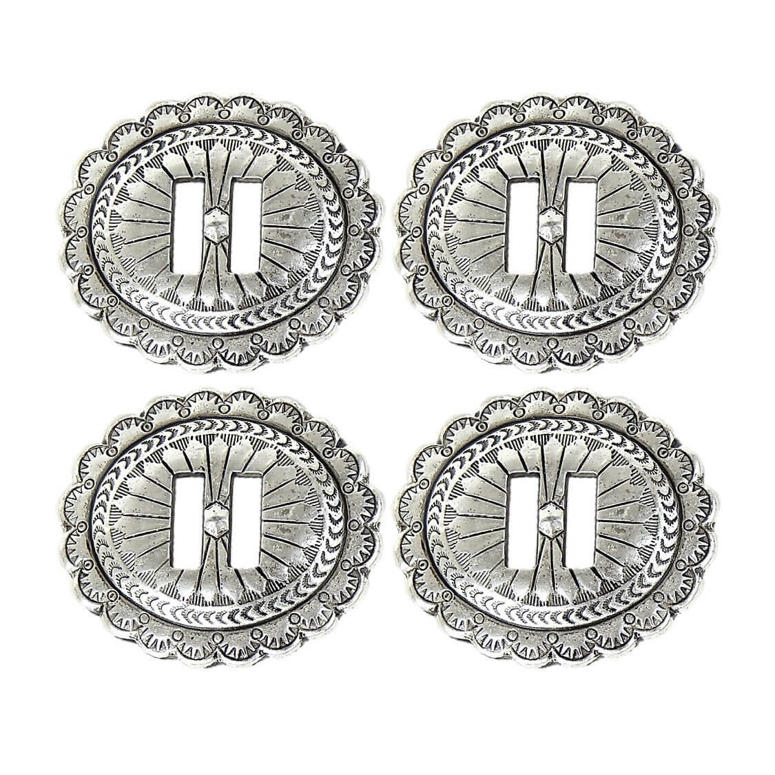4 Pack Saddle Rio Grande Silver Antiqued Oval Slotted Conchos тлж Hill