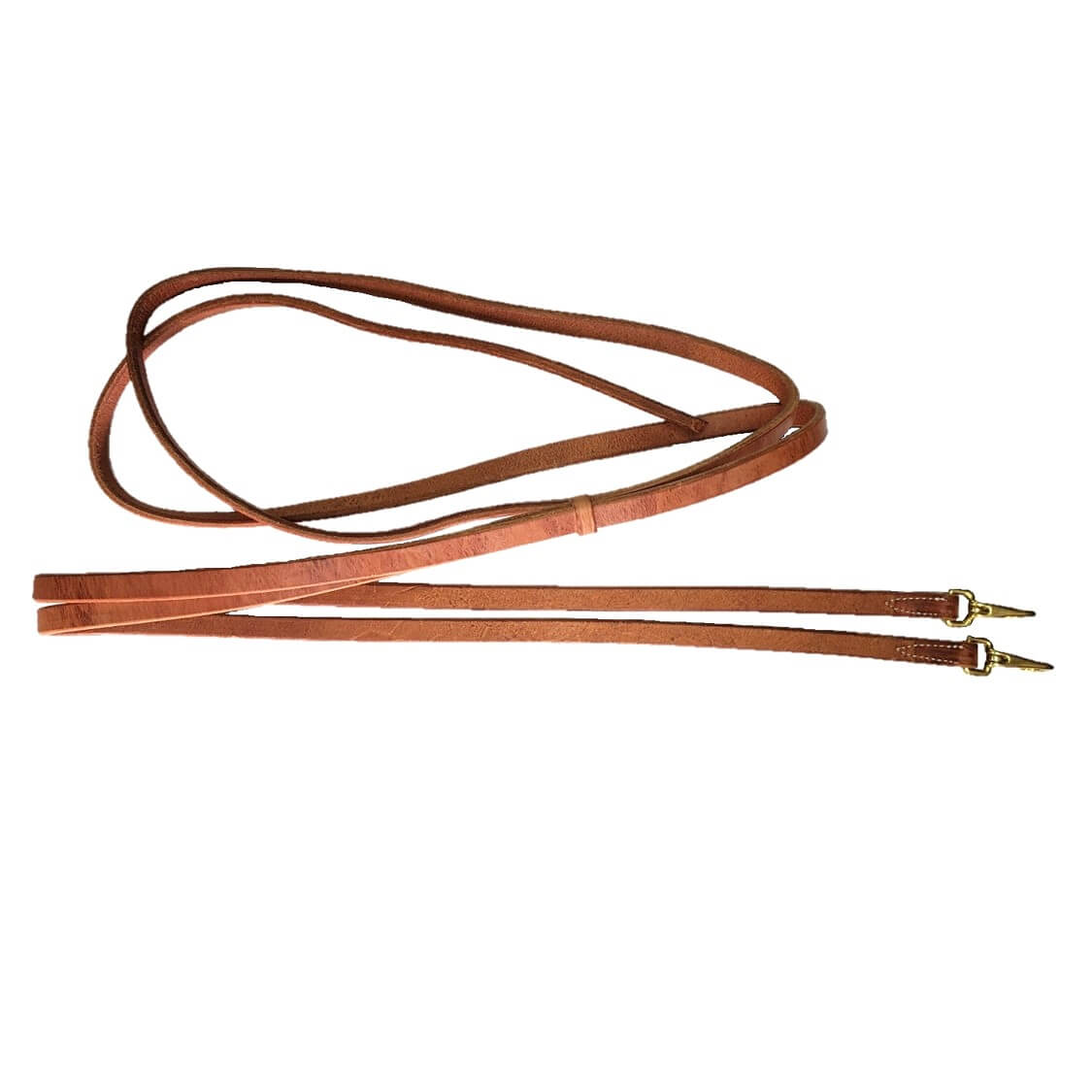 3/4" x 8' Herman Oak Leather Split Reins with Brass Snaps ⋆ Hill Saddlery