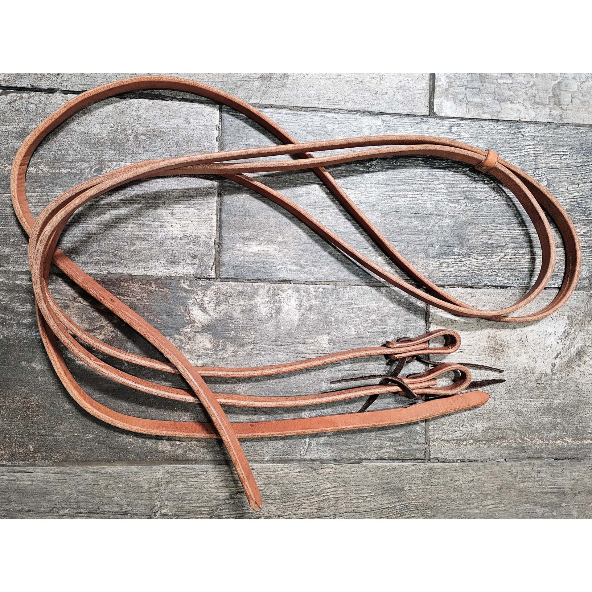 3/4" x 8' Herman Oak Leather Split Reins with Water Loops ⋆ Hill Saddlery